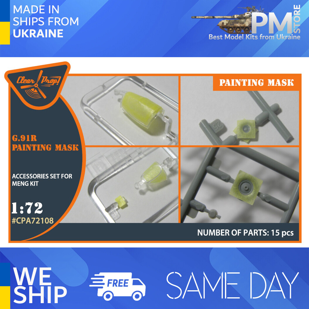 Clear Prop 72108 1/72 G.91R painting mask on "yellow kabuki paper" for ...