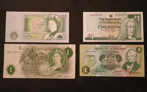 Lot Of Four Old Pound Notes £1 English And Scottish, Very Good ...