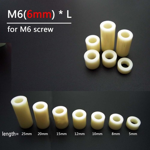 25/100 White Plastic Nylon Non-Thread Standoff Spacer Washer M3 M4 M5 ...