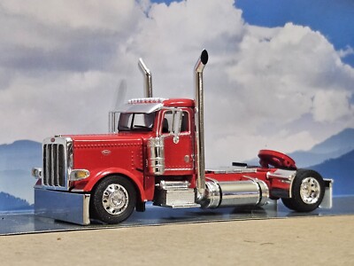 DCP FIRST GEAR 1/64 CUSTOM LOWERED ALL RED PETERBILT 389 SINGLE AXLE ...