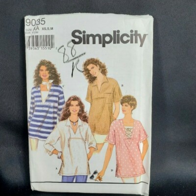 Simplicity Pattern 9035 Misses Set Pullover Tops Sz XS S M Vtg 1994 ...