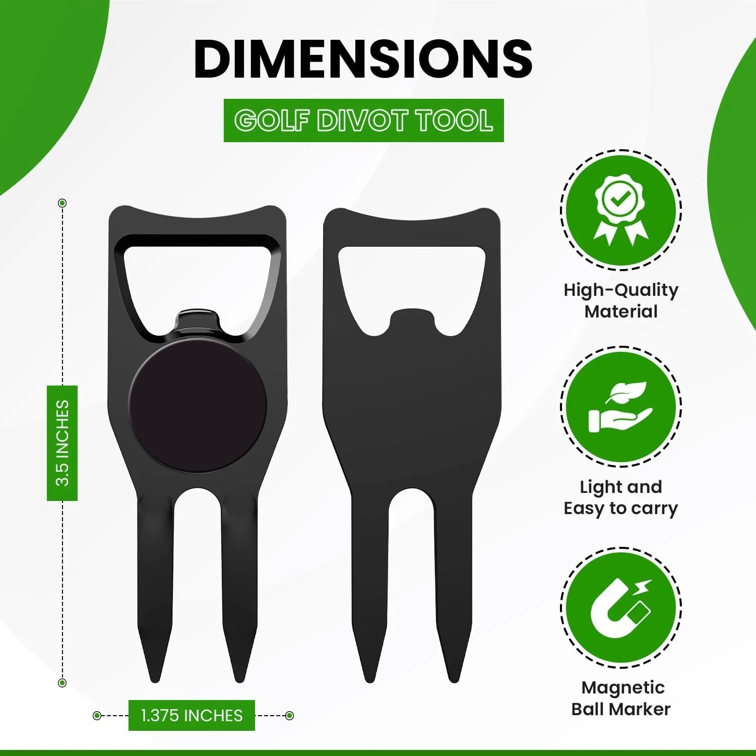 Golf Divot Tool w/ Golf Ball Marker & Groove Cleaner 6-in-1 ...