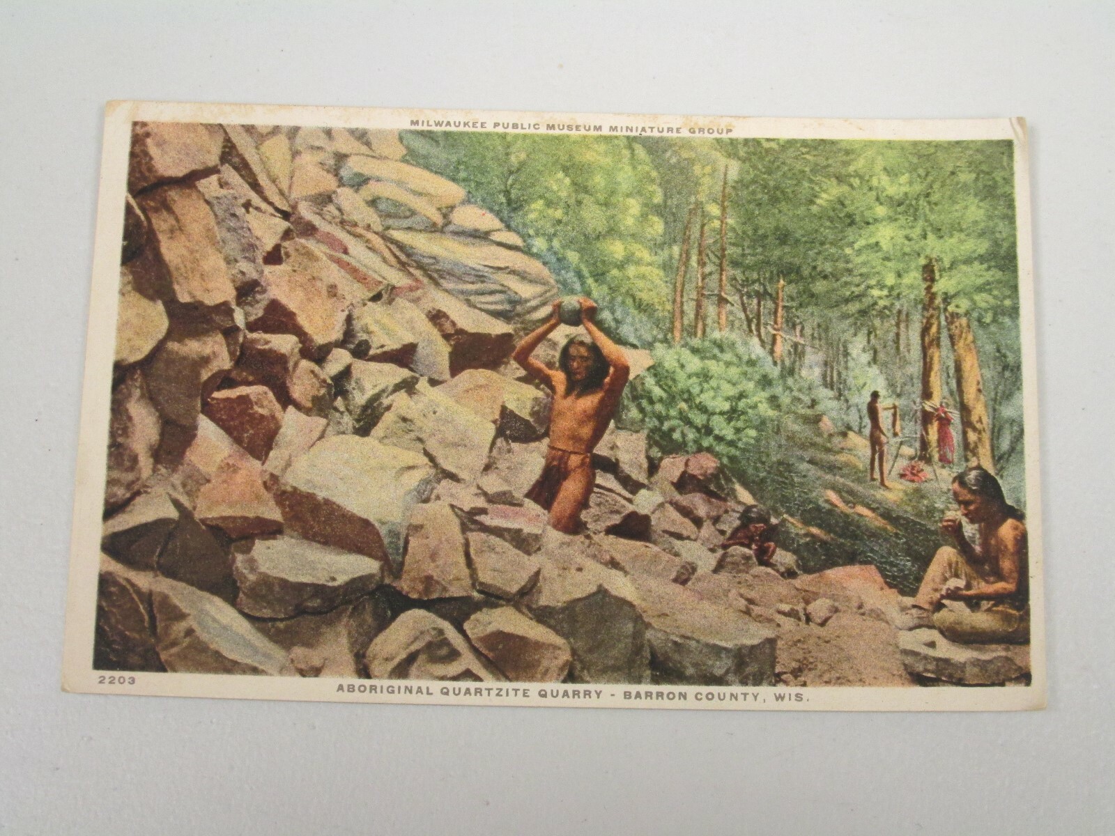 J718 Postcard Milwaukee Museum Aboriginal Quartz Quarry Barron County ...