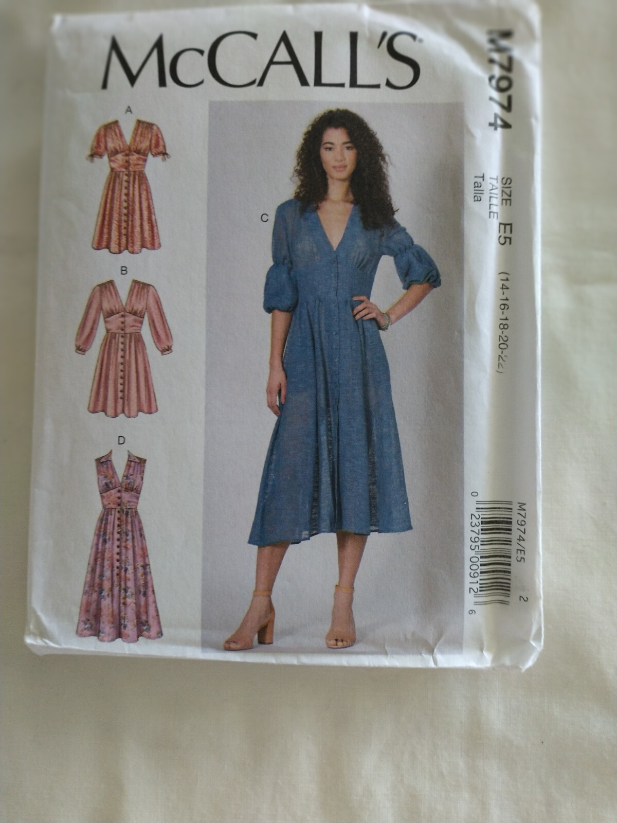 McCalls Pattern 7974 M7974 Addie Dresses Misses Sizes 6-14 for sale ...