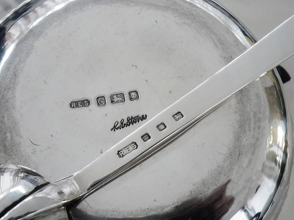 Sterling Silver Bowl & Spoon with Animals, Robert Edgar Stone, London ...