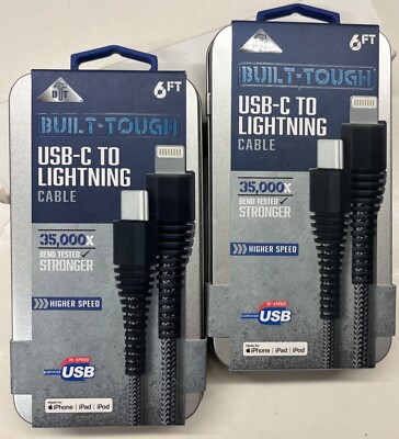 2/$19.99 iHip Built-Tough USB-C to Apple 6 ft Cable (BLT-01) | eBay