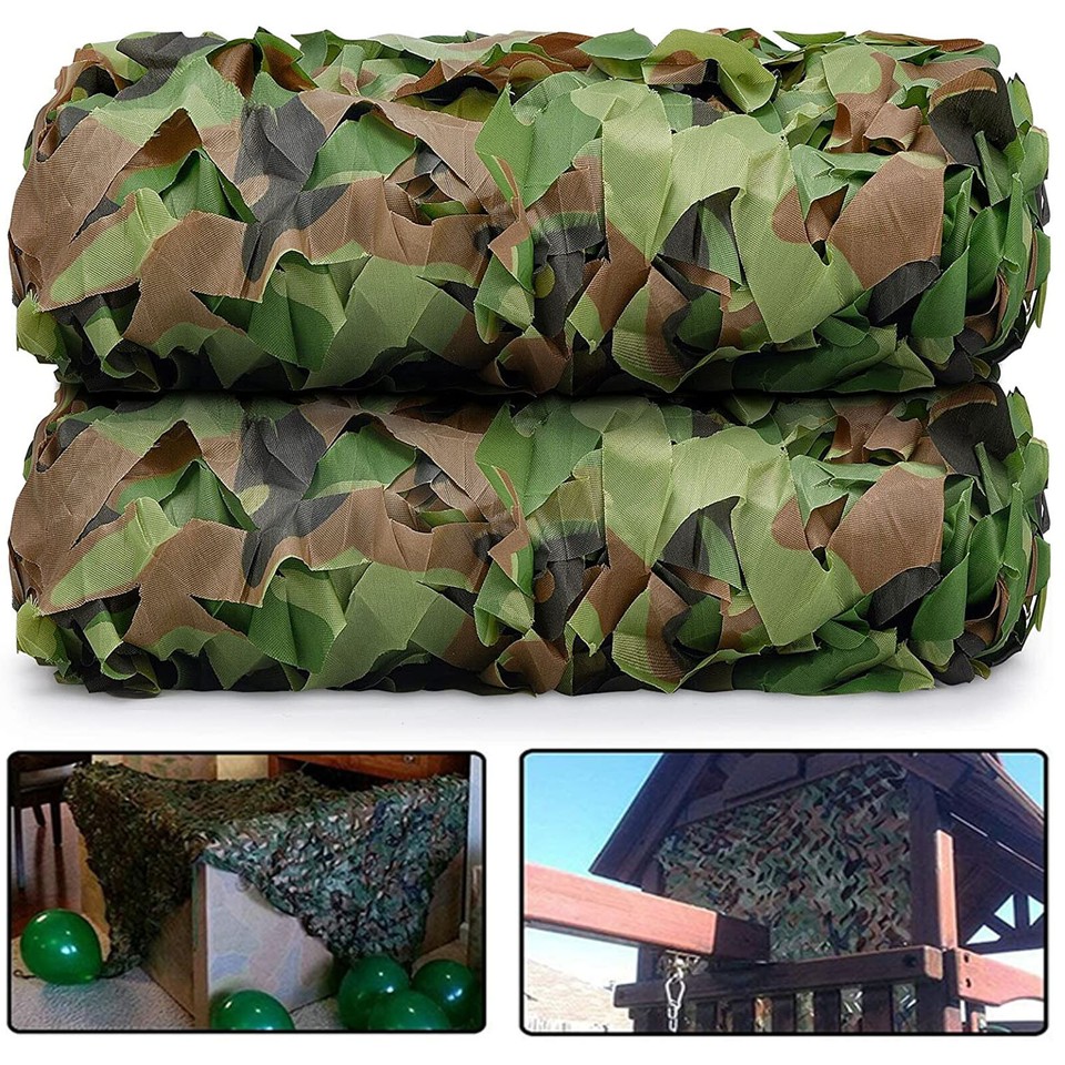 13-26Ft Military Woodland Camouflage Netting Cutable Camo Net Camping ...