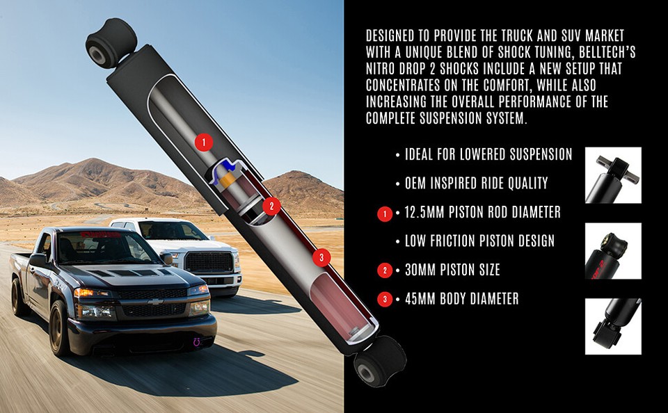 Belltech Rear Shock Pair Nitro Drop 2 1999-06 Chevy Silverado 1500 5"-7 ...