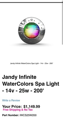 jandy infinite watercolor spa light 14v- 25w - 200' | eBay