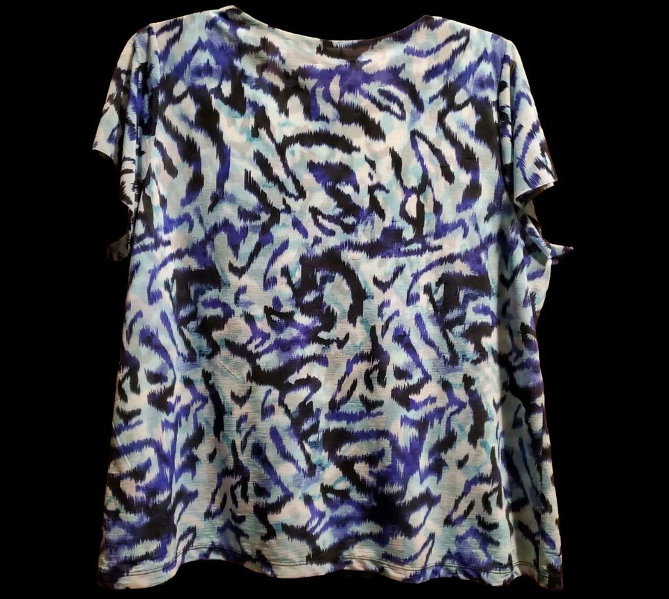 Women's 212 Collection Large Or XL Sheer Two Layer Ruffled Blue Pattern ...