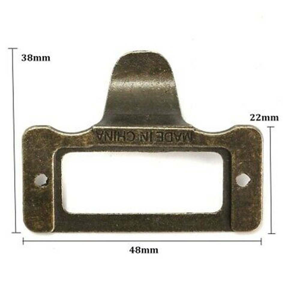 10 PCS Antique Style Brass Cabinet Drawer Label Tag File Name Card ...