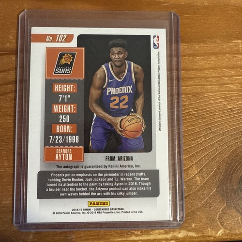 deandre ayton 2018-19 panini contenders auto #102 Rookie Ticket | eBay
