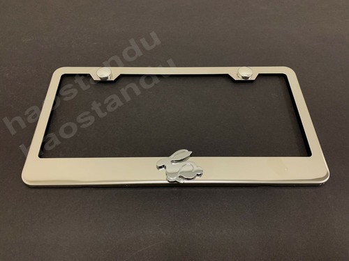 1x RABBIT 3D Emblem Stainless Steel Chrome License Plate Frame RUST ...
