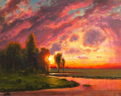 MAX COLE Oil Painting Original Landscape Western Art American Clouds ...
