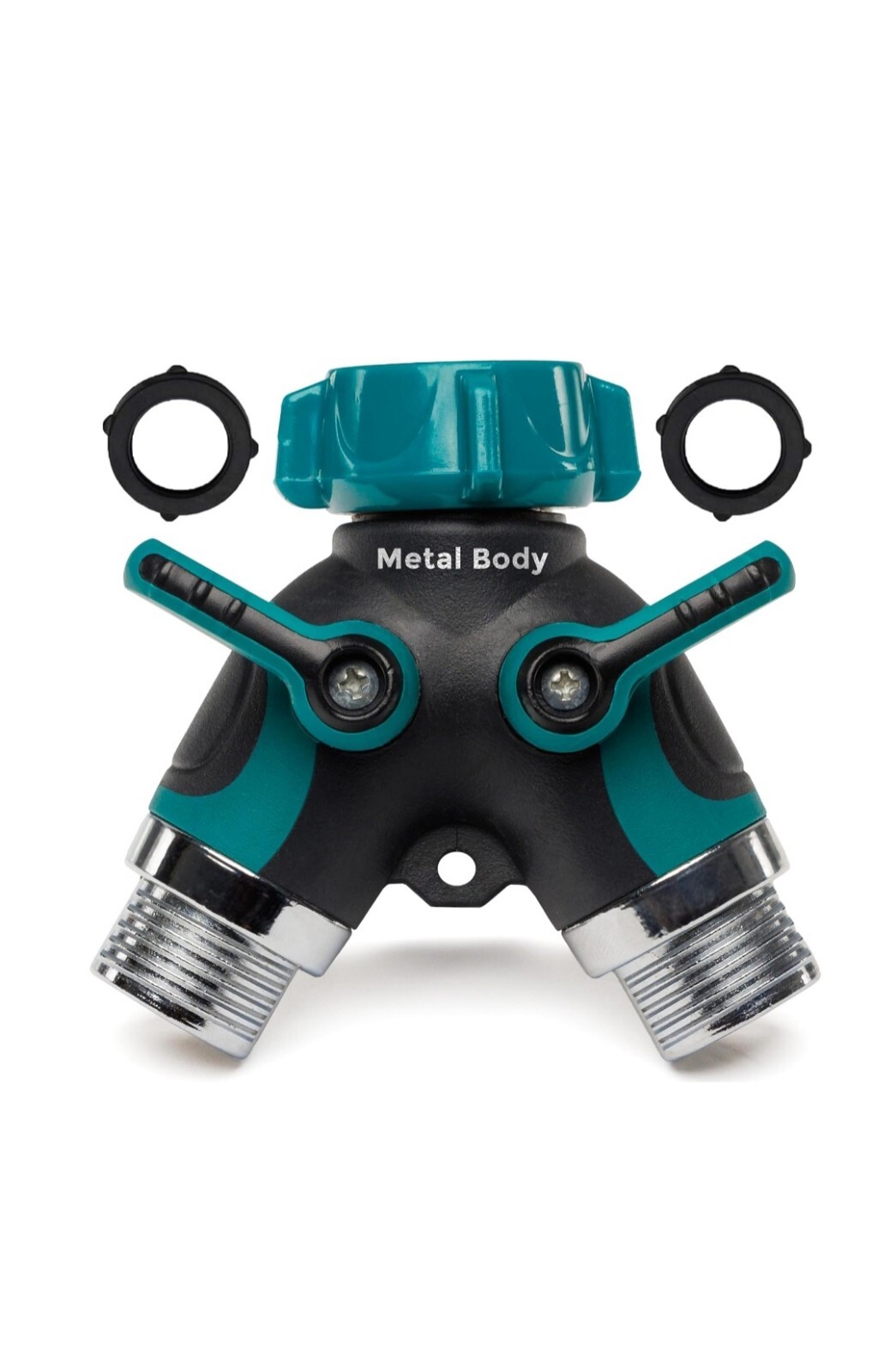 2-Way 3/4" Hose Splitter, Y Connector, Spigot Divider, with Shut Off ...