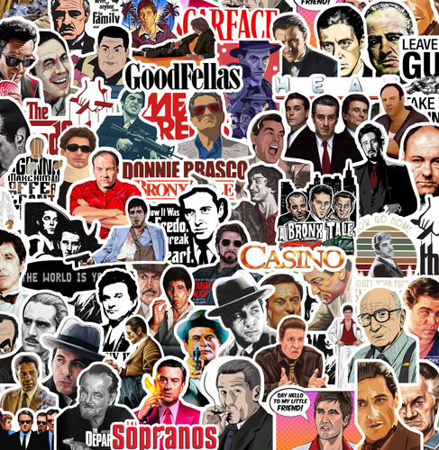 25/50 Gangster Mafia Movie Sticker Pack-Waterproof Vinyl- Goodfellas ...