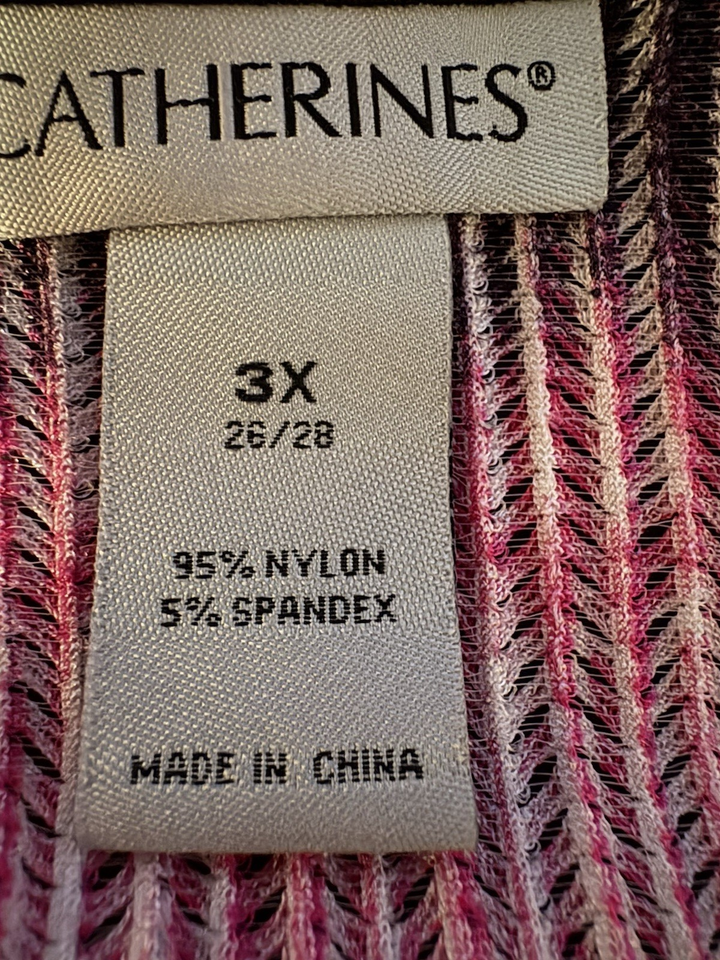 CATHERINES 3X Open Front Mini Crocheted Cardigan Pink Black White Boho ...