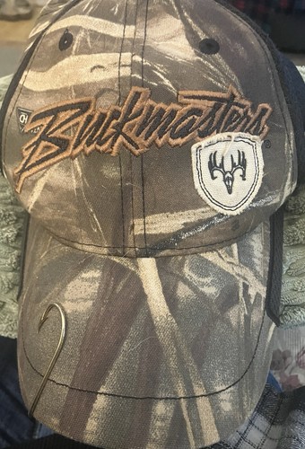 Vintage Paramount Outdoors Buckmasters Camo Hunting Hat Cap Green Fish ...