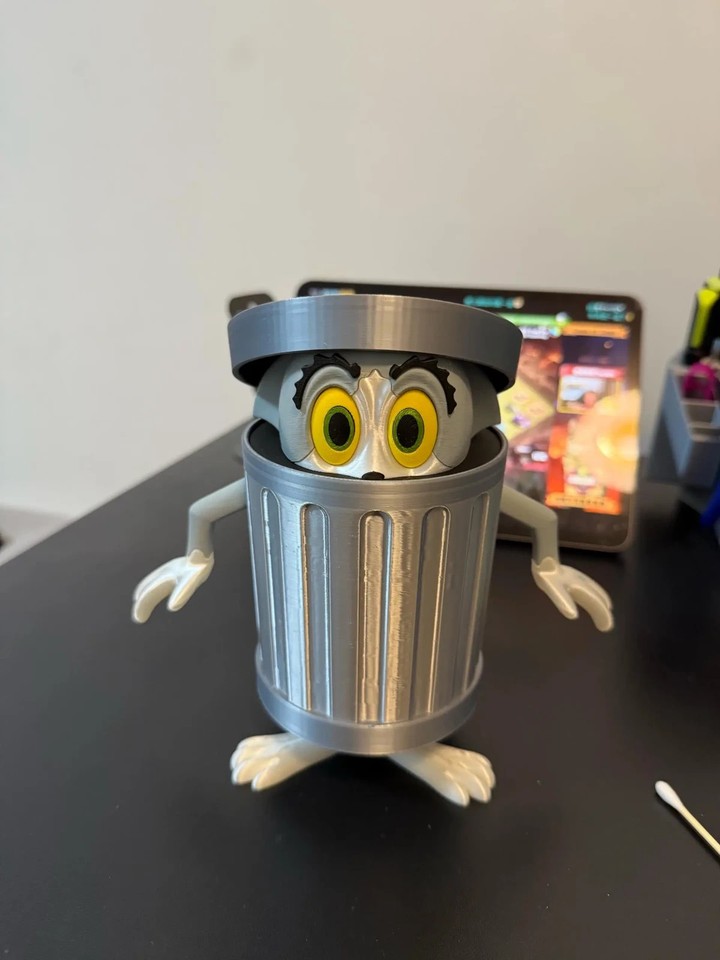 3D Printed Mini Trash Can – Cat & Mouse Design | Funny Desk Organizer ...
