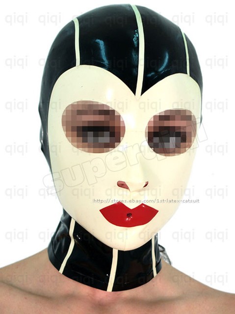 100 Latex/rubber Hood 0.45mm Line Lip Mask Catsuit Suit 3 Style ...