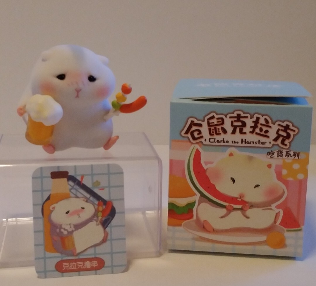 Clarke the Hamster Foodie Series EAT BBQ 🐹🌭🍺 Flocked PVC Mini Figure ...