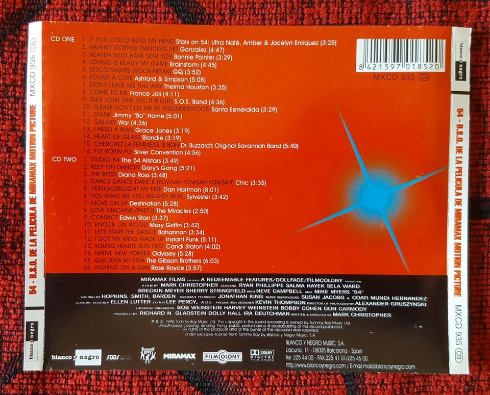 54 **Soundtrack** RARE 1998 Spain 2-CD SET BLONDIE Dan Hartman ODYSSEY ...