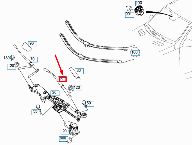 A1668200744 front wiper arm lh mercedes-benz clase m 1807464 for sale ...