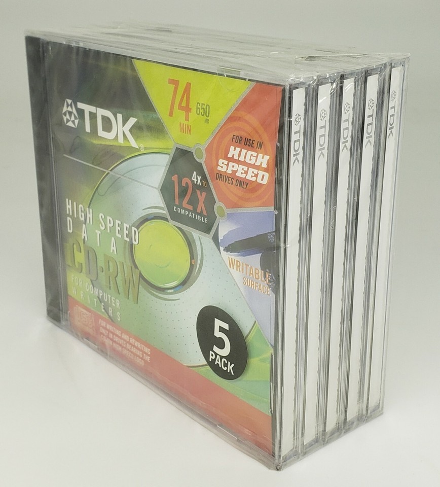 TDK 5 Pack CD-RW High Speed Data 650mb 74min | eBay