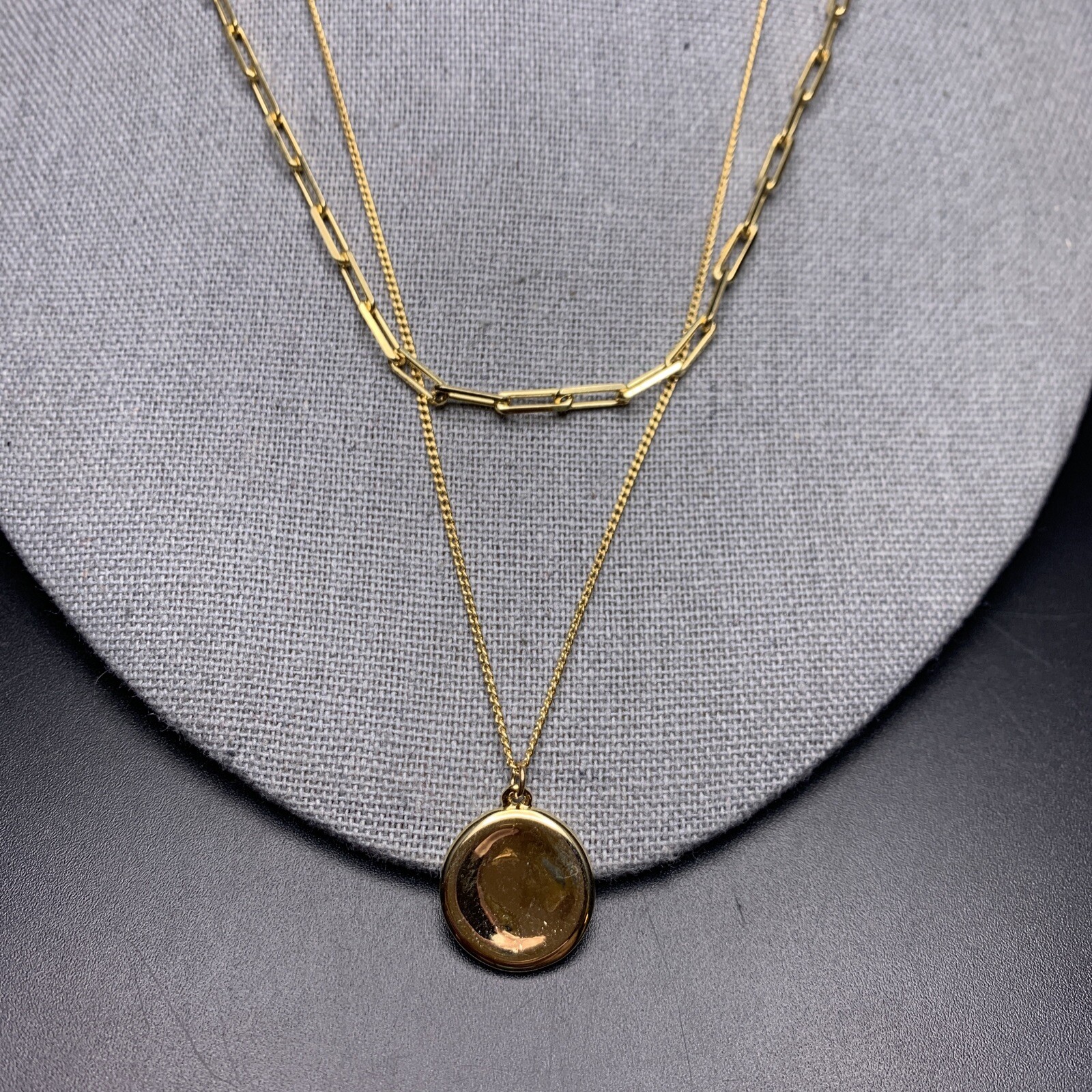 Dainty Layered Chain Necklace Disc Medallion Pendant … - Gem