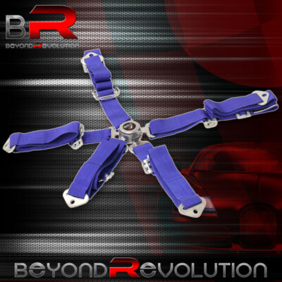 2" Blue Nylon 5 Point Camlock Harness Safety Seat Belt Strap Quick Snap ...