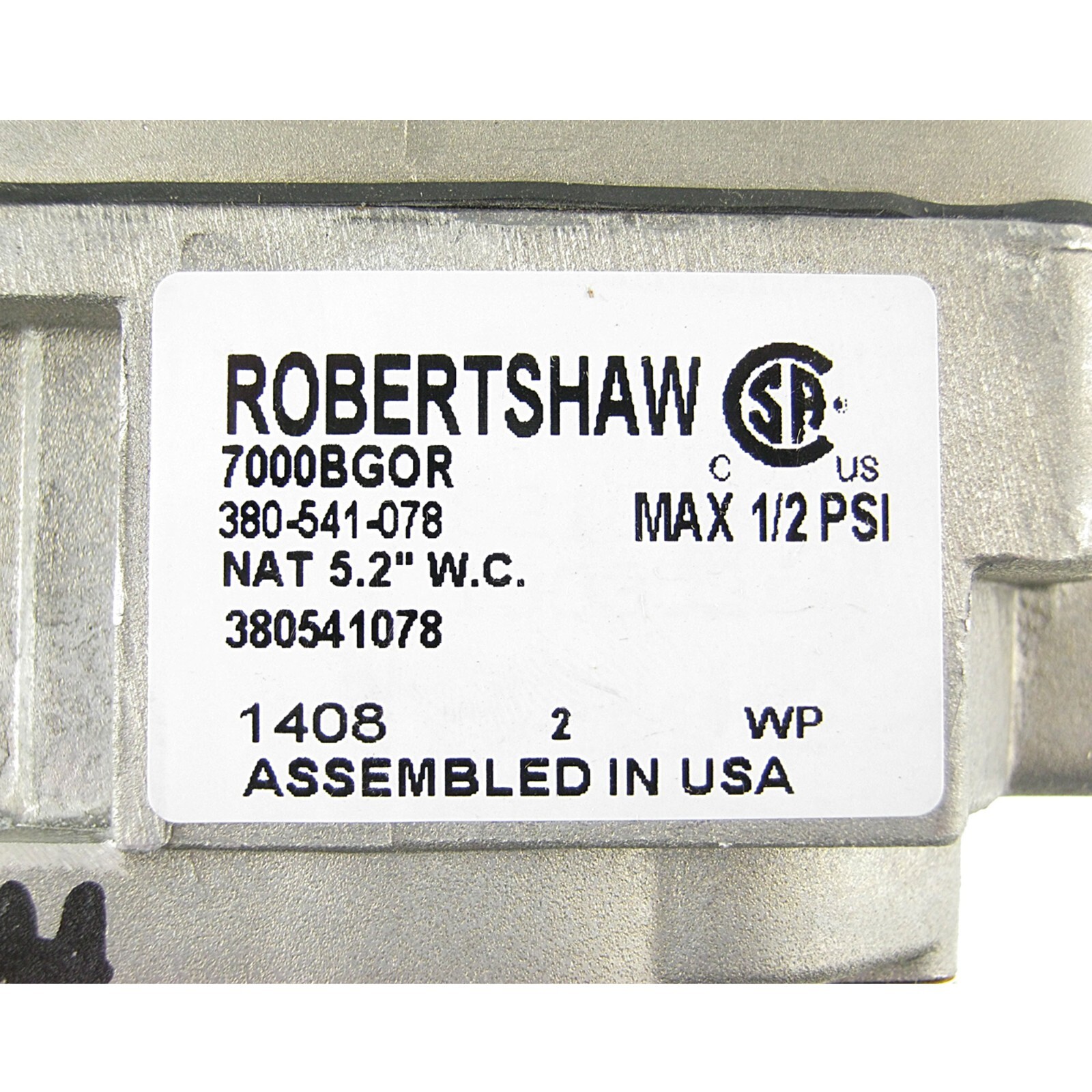7000BGOR ROBERTSHAW UNITROL GAS VALVE 7000 BGOR GS BLEED TYPE FOR NAT ...