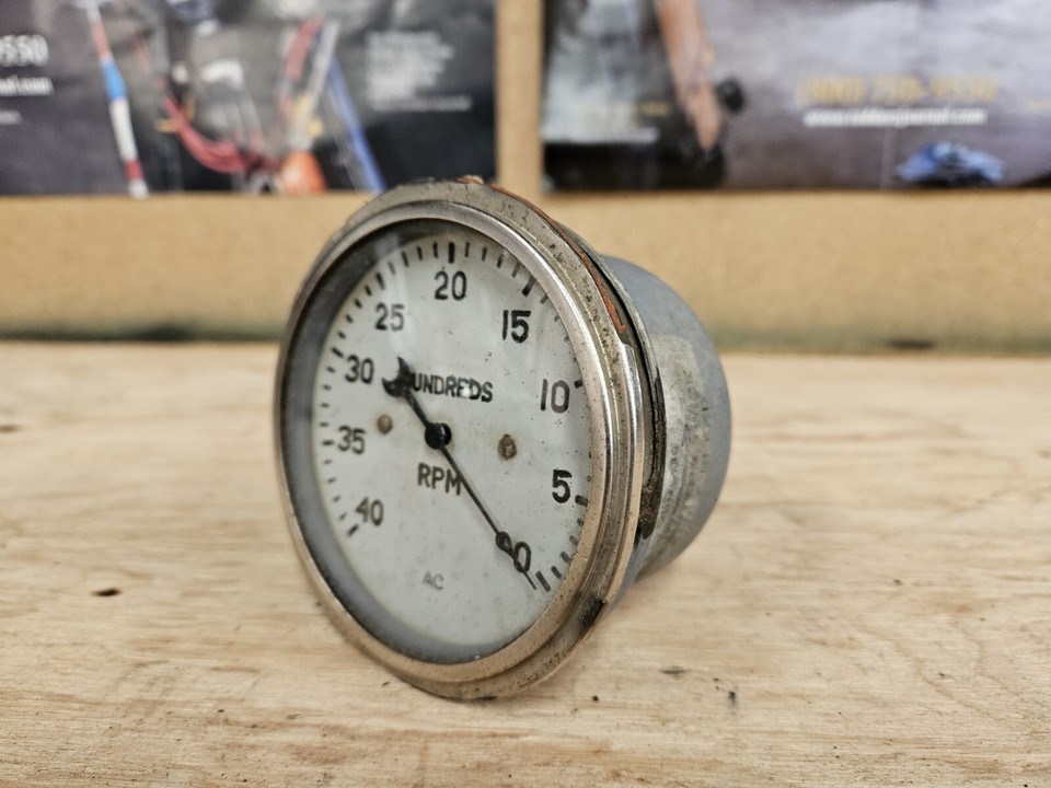 Vintage AC Spark Plug Co Boat Tachometer Crescent Needle Curved Glass ...