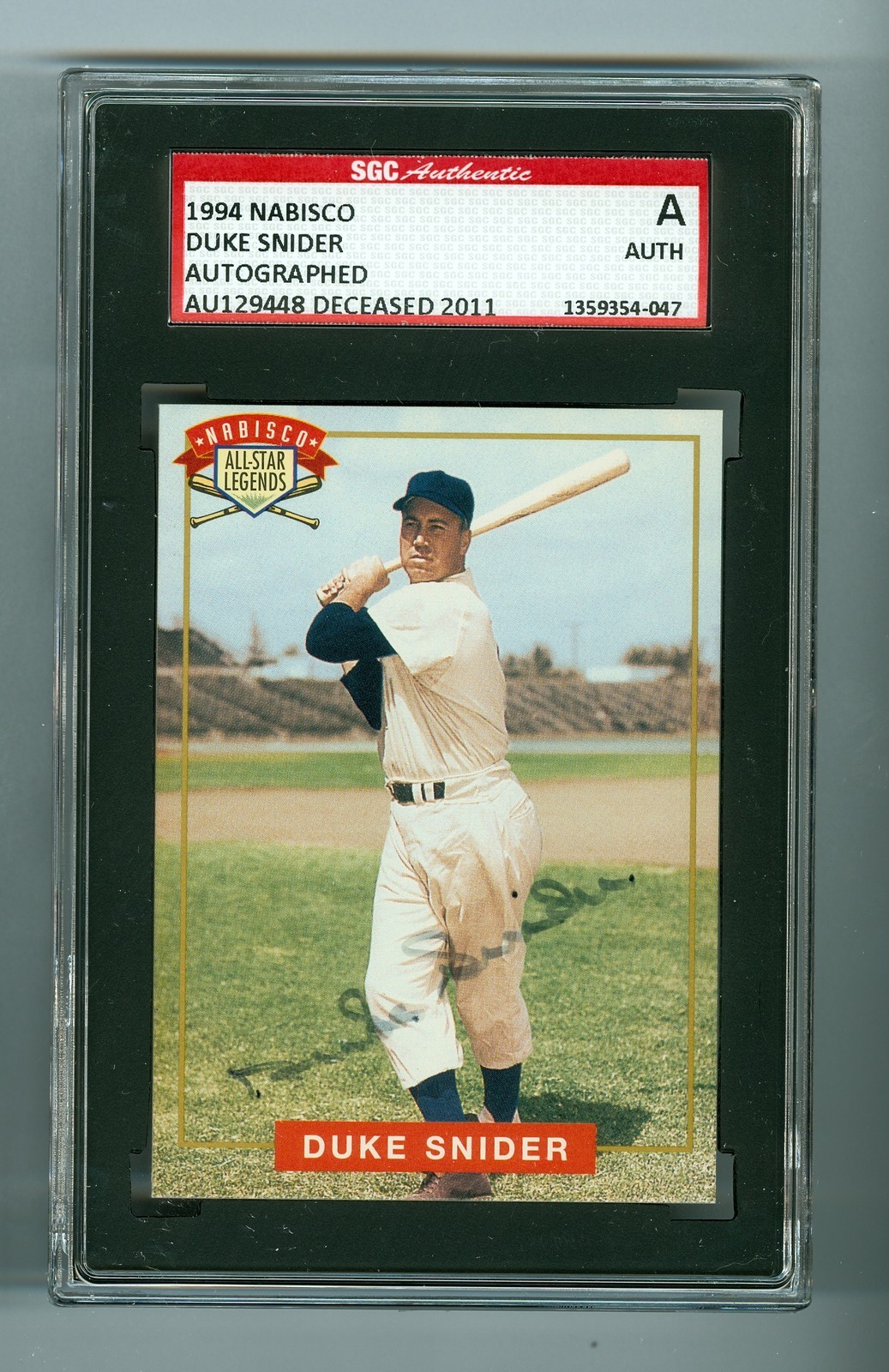 Duke Snider 1994 Nabisco A/S Legends Signed Card Dodgers Autograph SGC ...