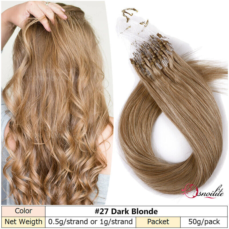 Micro Ring Loop Hair Extensions Micro Beads 100% Real Human Hair Link ...