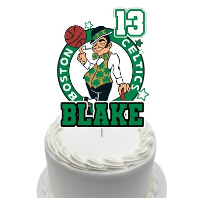 Boston Celtics Basketball Cake Topper. Personalised Lolly Loot Bag ...