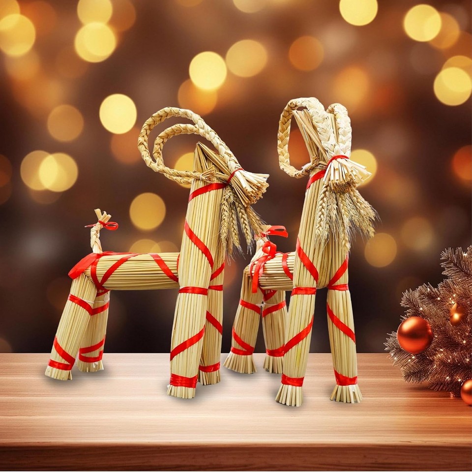 16.1-inch Tall Swedish Straw-Woven Christmas Goat Yule Decoration ...