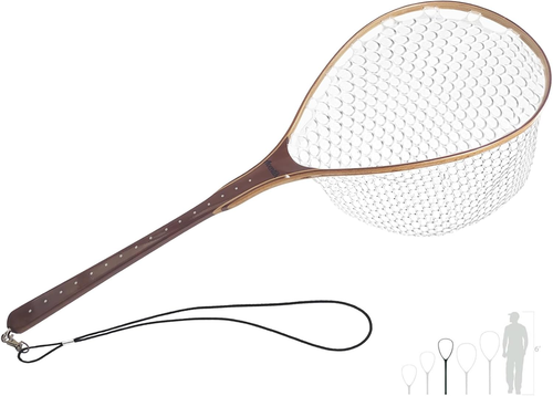 Fly Fishing Net Landing Net Wooden Net Soft Rubber Mesh Trout Net ...