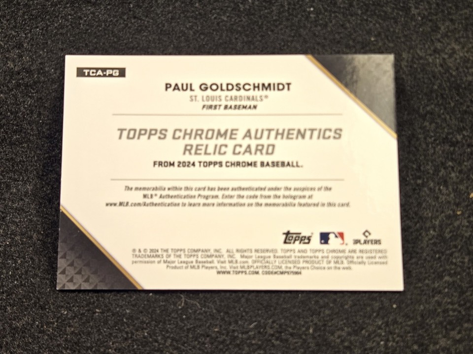 2024 TOPPS CHROME AUTHENTICS PAUL GOLDSCHMIDT GAME USED ST LOUIS ...