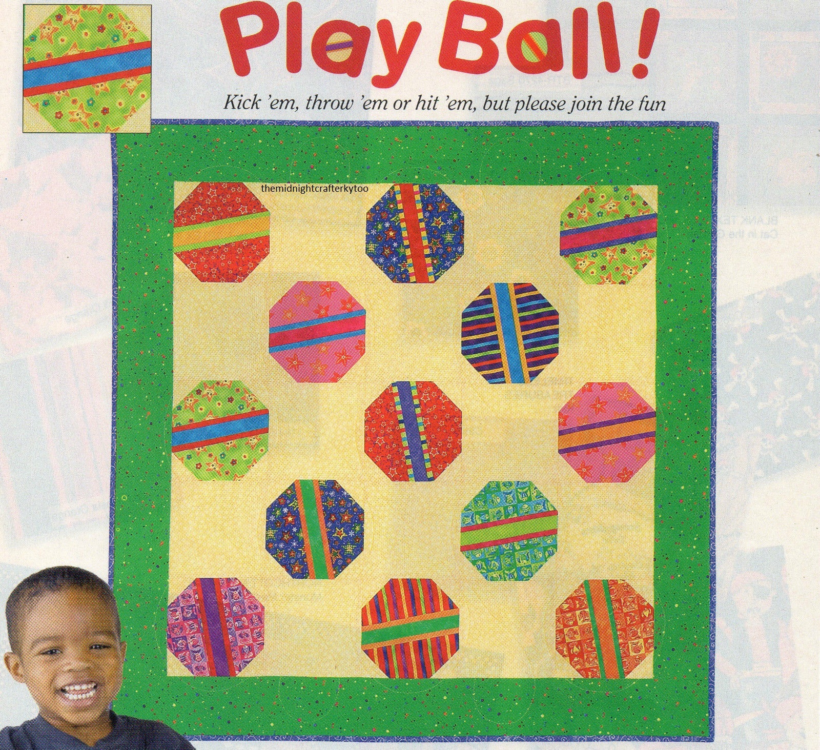Play Ball Quilt Pattern Pieced/Paper Pieced TE | eBay