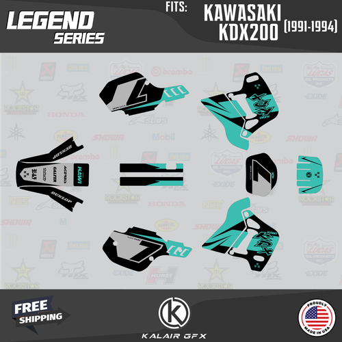 Graphics Kit for KAWASAKI KDX 200 (1991-1994) Legend - TEAL | eBay