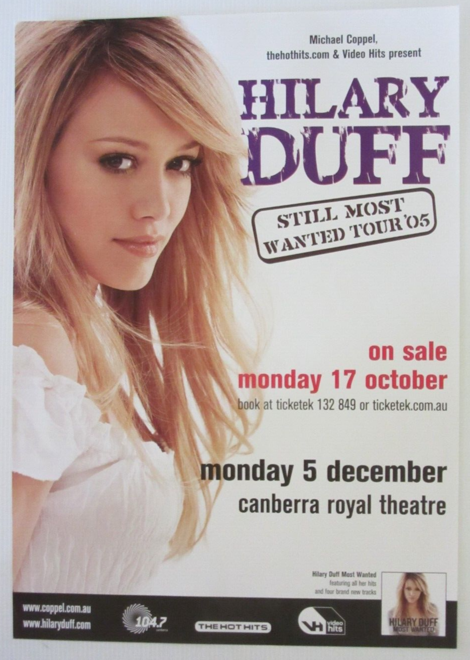 HILARY DUFF ORIGINAL TOUR POSTER | eBay