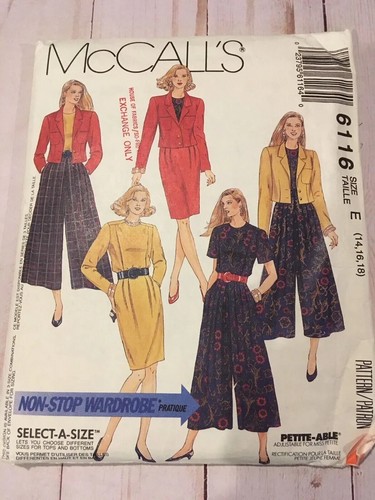 Sz 14-18 McCall's 6116 Vintage 90s Jacket Top Split Skirt Shirt Sewing ...