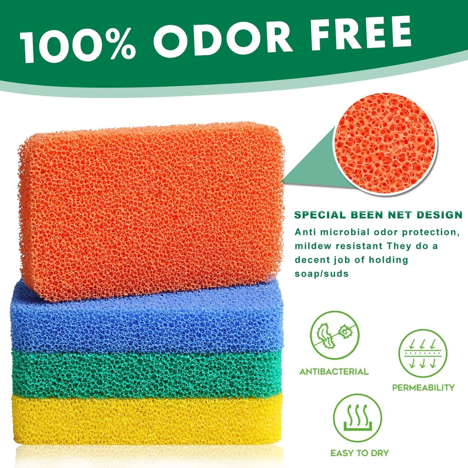 Clean Silicone Scrubber Pack of 8 Colored Sponge Silicone Sponge ...