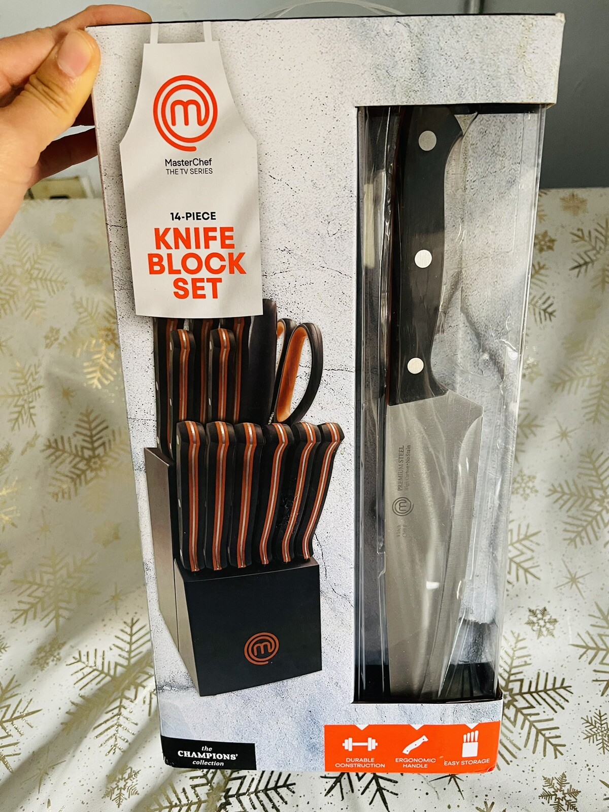 MasterChef 14pc Knife Block Set #13MP450OB Black/Orange BRAND NEW | eBay