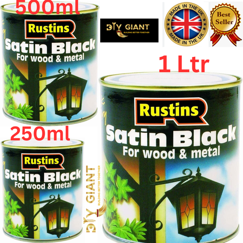 Rustins Quick Dry SATIN Black Paint For WOOD METAL Low Odour VOC 250/500ml/1L | eBay UK
