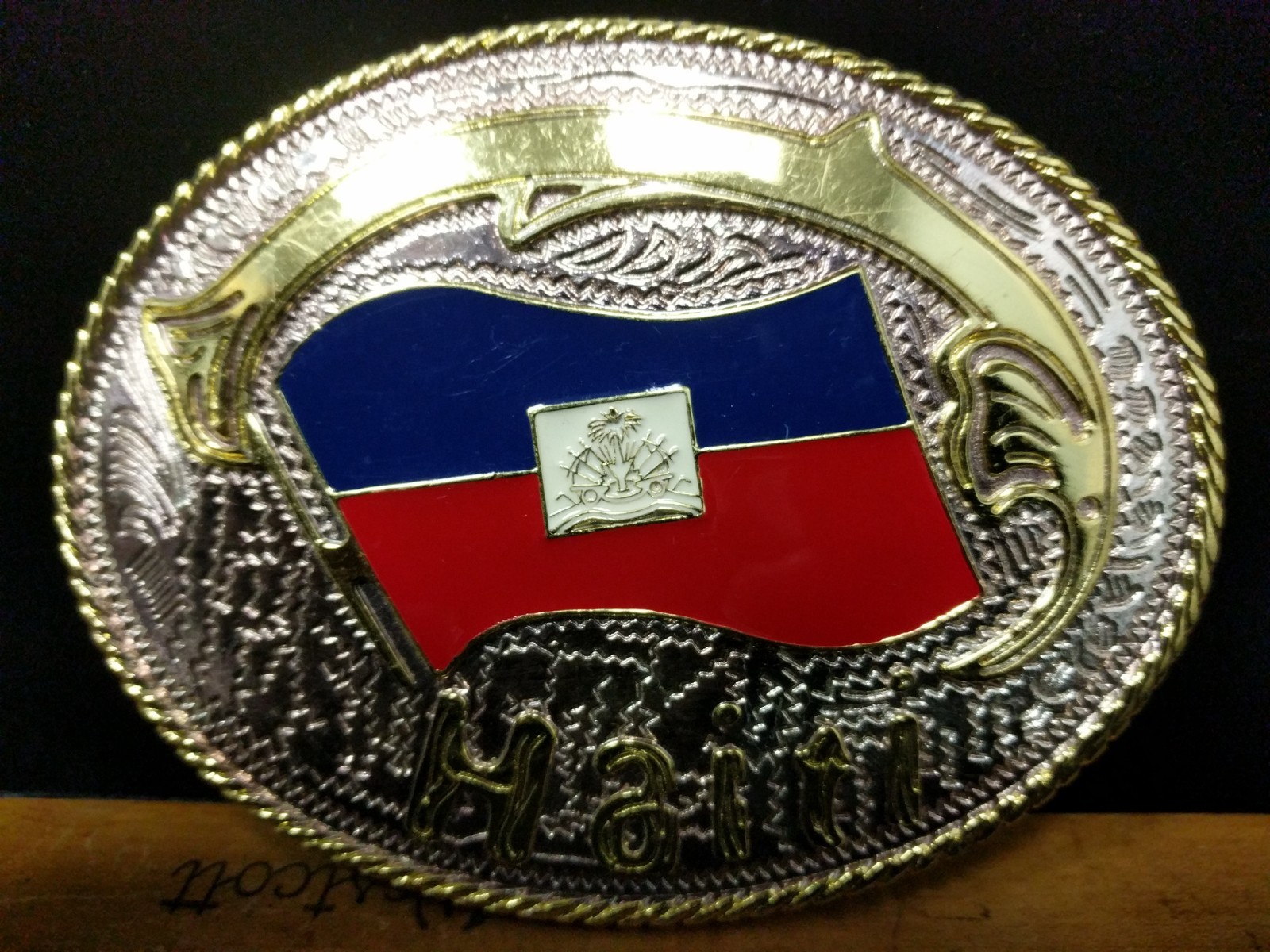 Great/Fun/Fashionable Belt Buckle Haiti Ornate Scroll… - Gem