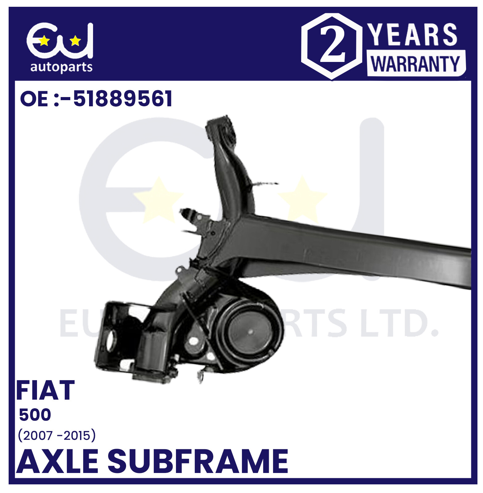 UPGRADED HEAVY DUTY REAR AXLE SUBFRAME FOR FIAT 500 07-15 DRUM BRAKES 0 ...