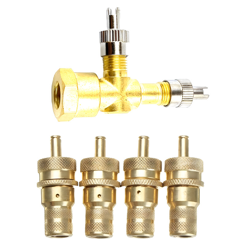 3-Way Valve Stem Port TPMS Tee Adapter Tire Pressure Gauge Connector ...