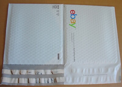 eBay Branded Padded Bubble Poly White Envelopes 8.50" x 10.75" + 3.5 ...