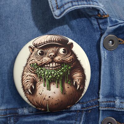 Custom Pin Button Badge Vintage Style Scary Gross Golf Gopher Character ...